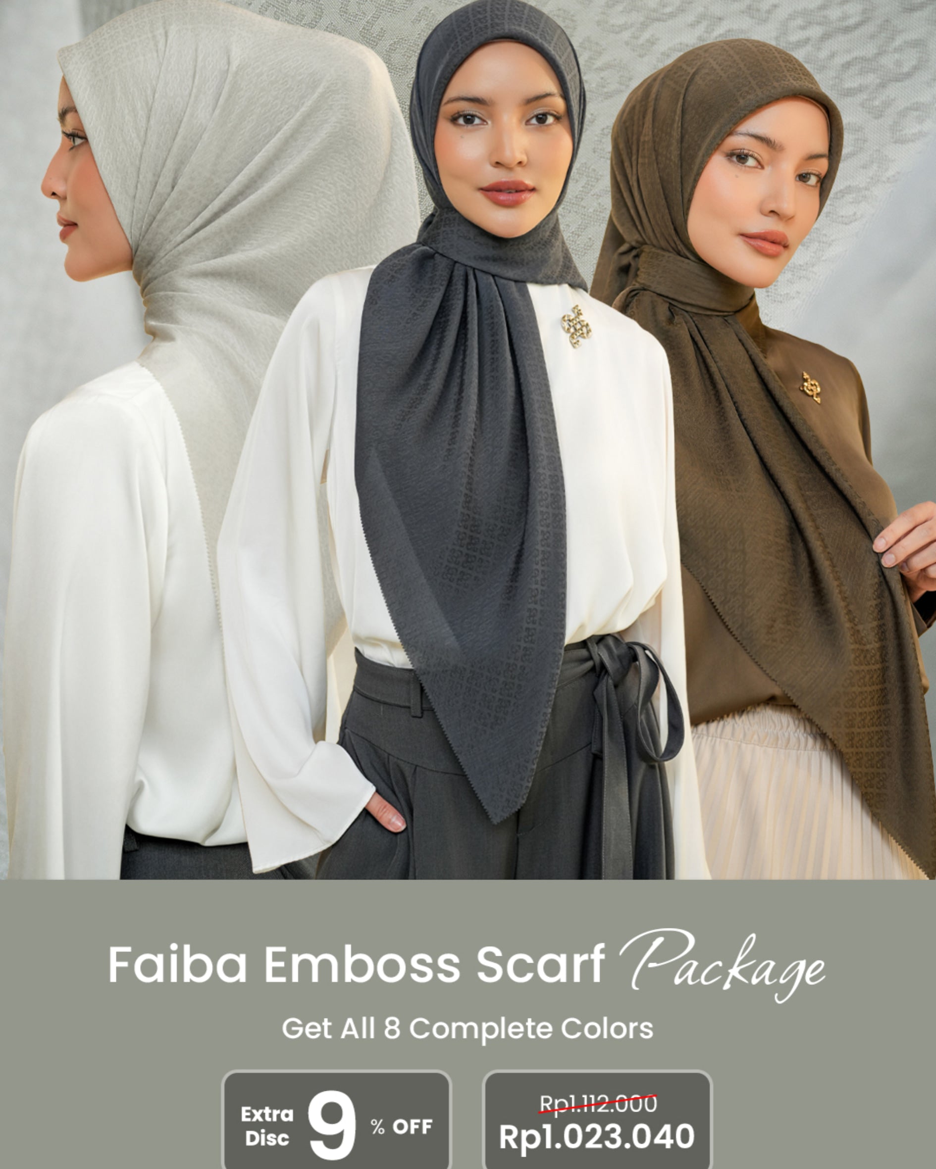 Faiba Emboss Scarf (Package All Color) – Heaven Lights